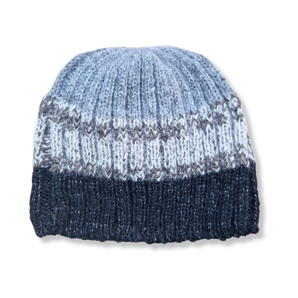 Women's Two Tone Hand Knitted Beanie Hat | Fairly Traded from Nepal ...