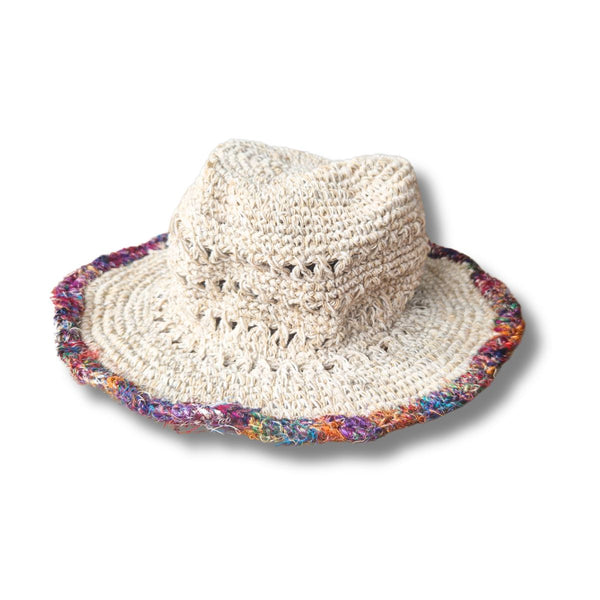sun hat with sari silk brim detail – From The Source