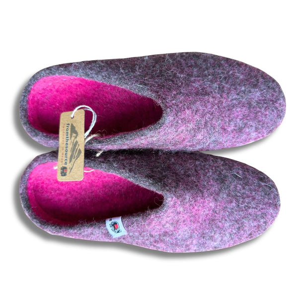 Felted Wool Mule Slippers with Suede Sole - Handmade in Nepal – From ...