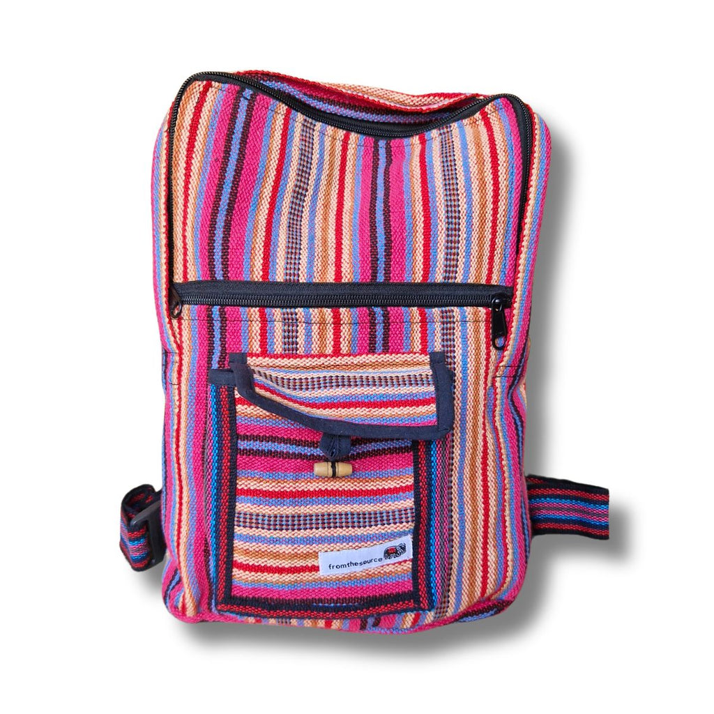 Colourful Small Fair Trade Cotton Rucksack From Nepal – From The Source