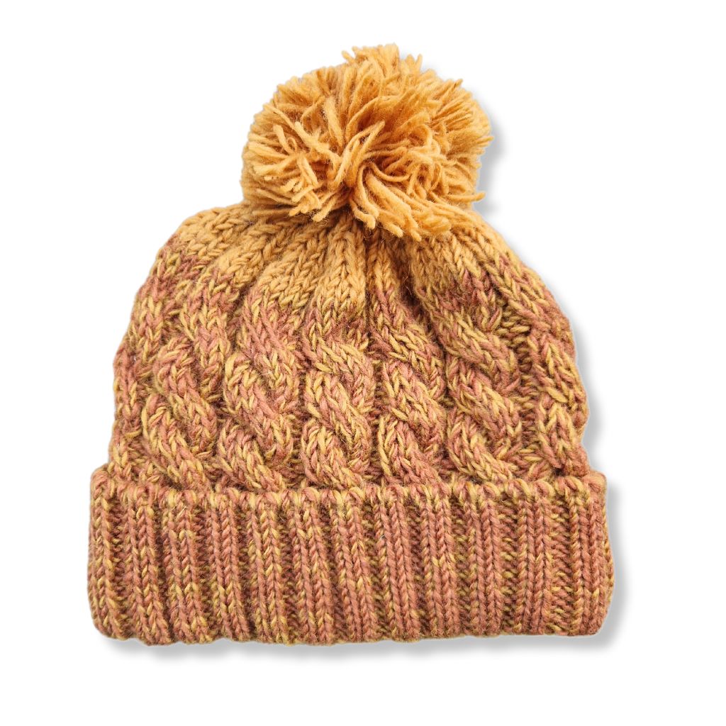 Cable Knit Wool Bobble Hat | Hand Knitted in Nepal – From The Source